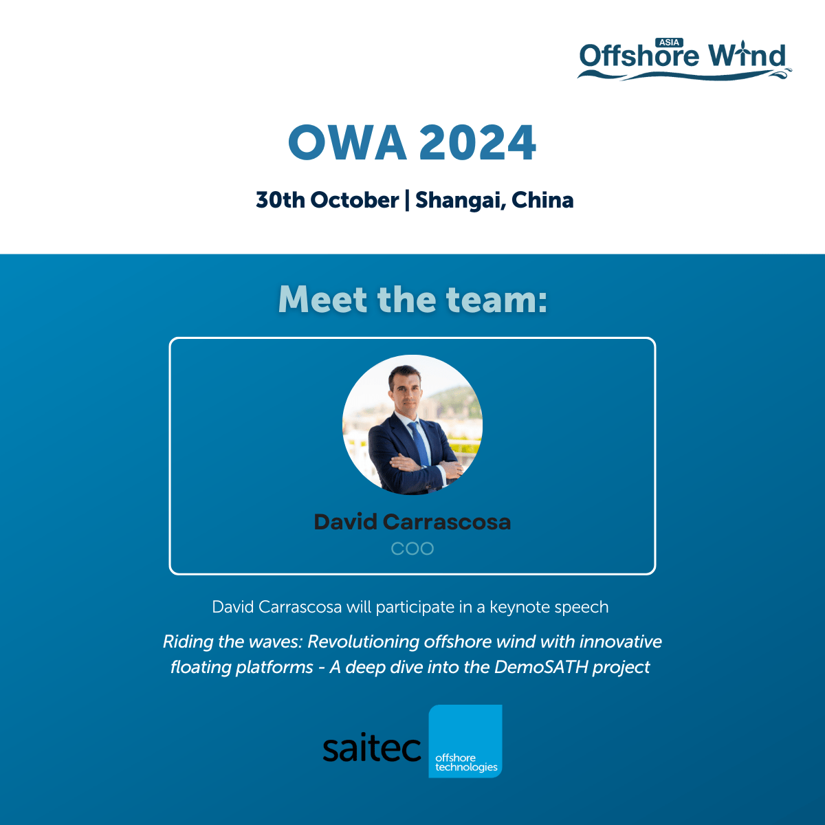 Offshore wind Asia summit (OWA 2024) – Saitec Offshore Technologies